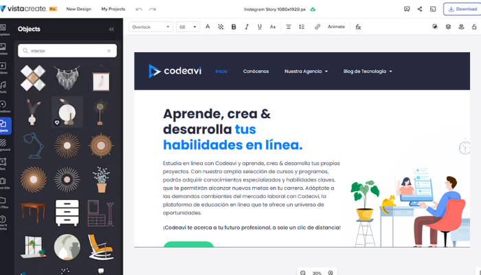 🚀 Vista Create - Herramienta online para crear diseños y animaciones ...